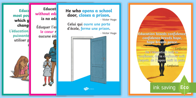 Educational Quotes Display Posters English/French - Educational Quotes ...