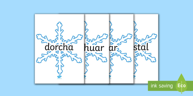 Winter Words on Snowflakes - Gaeilge (teacher made)