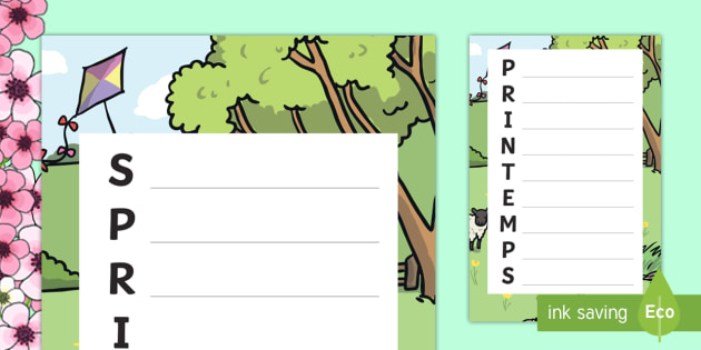 Springtime Acrostic Poem English/French - Spring Acrostic Poem