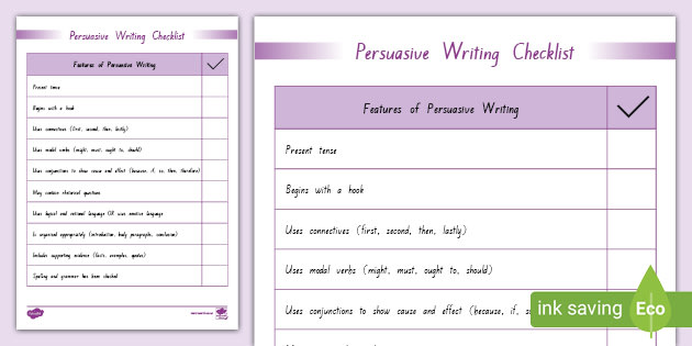 Level 3 Writing - Persuasive Writing Checklist Level 3 Writing - Persuasive Writing Checklist