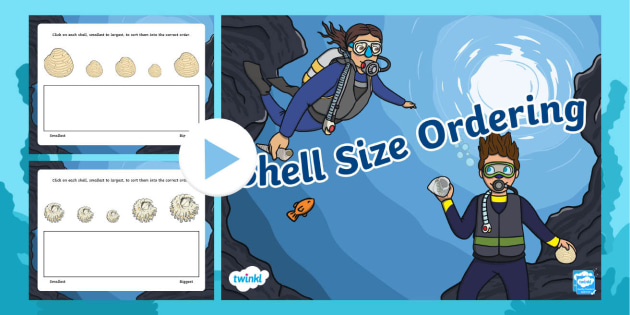 Under the Sea Shell Size Ordering PowerPoint (teacher made)