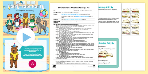 EYFS Maths: A Fairy Tale Party Sharing Activity Whole Class Adult Input ...