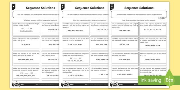 Sequence Solutions Worksheet / Worksheet (teacher made)