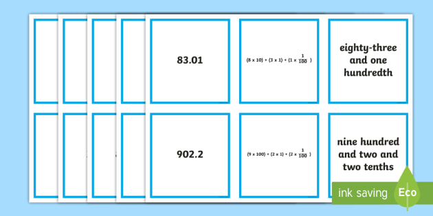 Decimals Number Forms Matching Cards - Math Resource