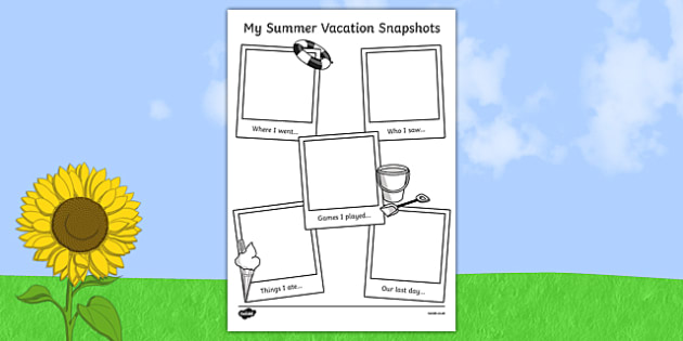 Summer Vacation Snapshots Writing Frame