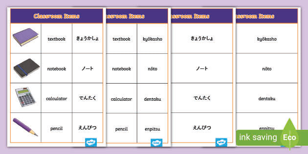 Japanese Classroom Items Display Posters