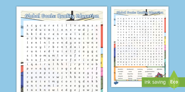 Global Goals Quality Education Word Search