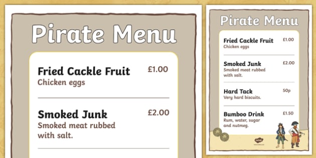 Pirate Menu (teacher made)