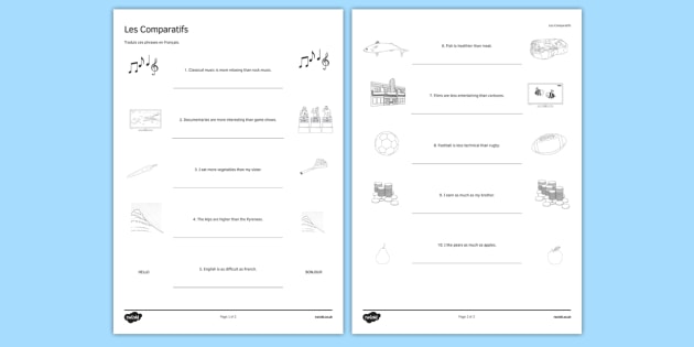 Les comparatifs Exercices (teacher made)