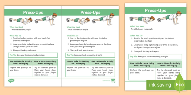 Press Ups Circuit Card Pupil Knowledge Sheet