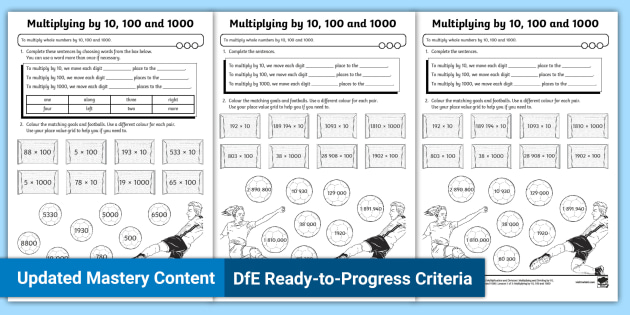 👉 Year 5 Multiplying by 10, 100 and 1000 Maths Activity Sheet