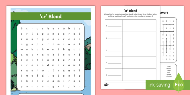 'cr' Blend Word Search