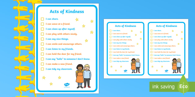 Kindness Week Kind Acts Checklist (teacher made)