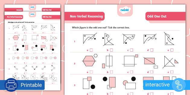 Non-Verbal Reasoning – Odd One Out – Twinkl Puzzled