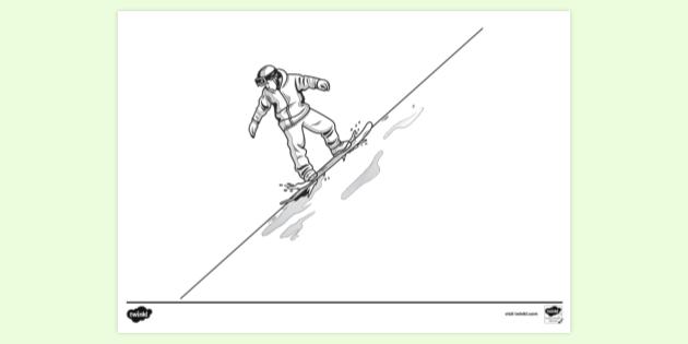 FREE! - Snowboarder on Slope Colouring | Colouring Sheet