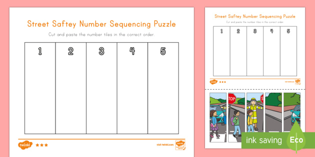 Street Safety Number Sequencing Puzzle - street safety, personal safety