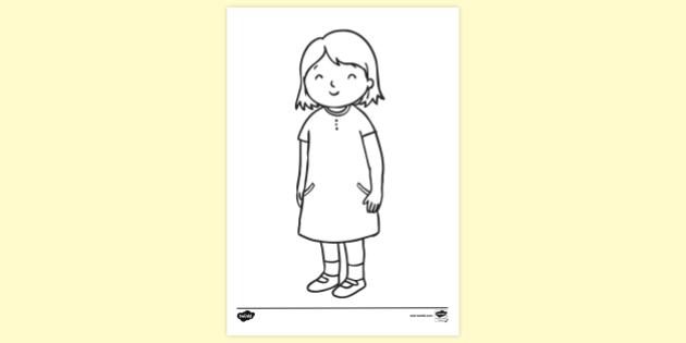 FREE! - Girl In Summer Dress Colouring Sheet (teacher made)
