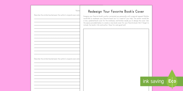 Redesign Your Favorite Book's Cover Worksheet / Activity Sheet