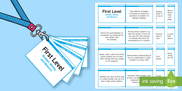 *NEW* CfE First Level Number, Money and Measure Lanyard-Sized Benchmarks