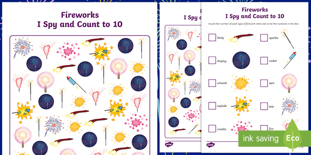 👉 Fireworks I Spy and Count Activity to 10 (teacher made)