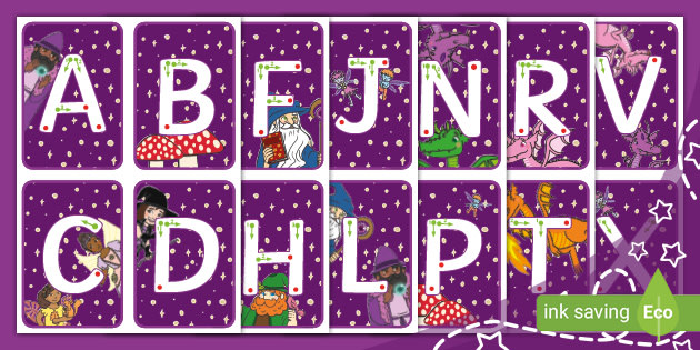 Magic-Themed A to Z Upper-Case Letter Formation Cards