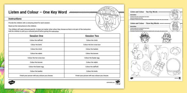 Easter Listen and Colour Key Words Activity Pack