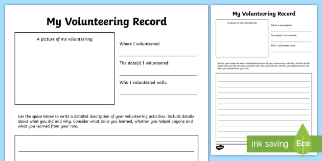 My Volunteering Record (teacher made)