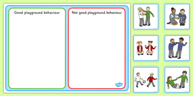 Good Playground Behavior Sorting and Discussion Cards