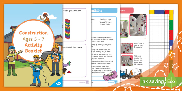 Construction-Themed Activity Booklet (Ages 5 - 7)