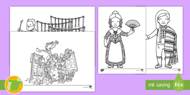 Las Fallas Colouring Pages Colouring Sheets (teacher made)