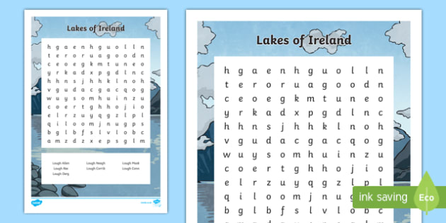 Lakes of Ireland Word Search (teacher made)