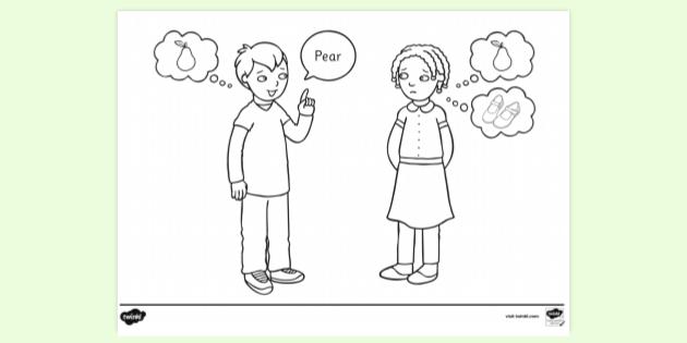 FREE! - Child Not Communicating Clearly (Eyes Open) Colouring Sheet
