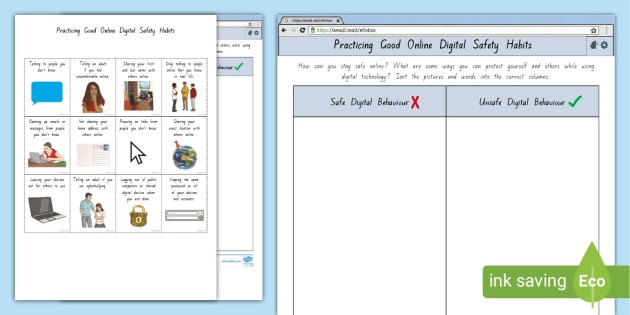NZ Digital Citizenship Sorting Worksheet (teacher made)