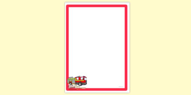 FREE! - Simple Blank Fire engine with Unwound Hoses Page Border