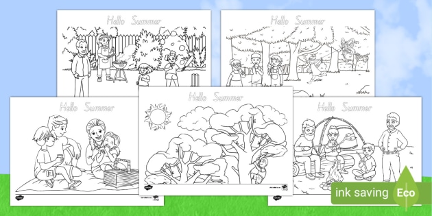 Hello Summer! Colouring Pages