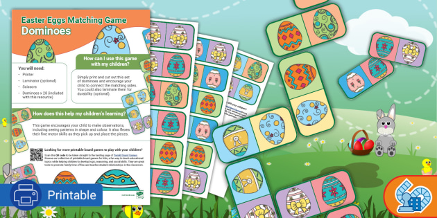 Easter Egg Matching Dominoes Game for Easter Activities