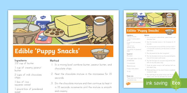 Edible "Puppy Snack" Children's Recipe (teacher made)