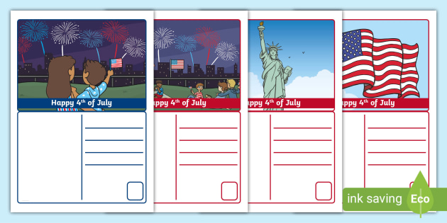FREE! - Fourth of July Postcards (Teacher-Made)