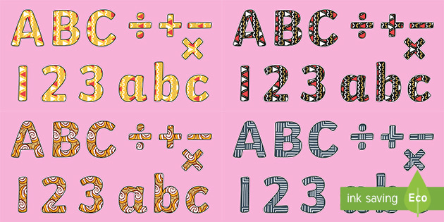 Examples of Traditional African Fabric Display Lettering Resource Pack