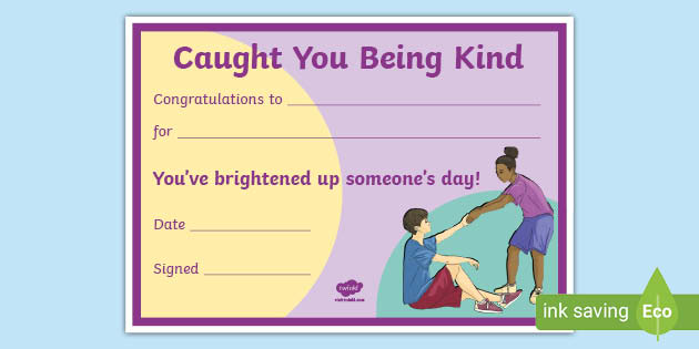 KS2 Caught you Being Kind Certificate (teacher made)