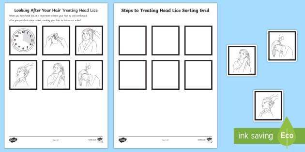 Looking After Your Hair Treating Head Lice Sequencing Worksheet / Worksheet