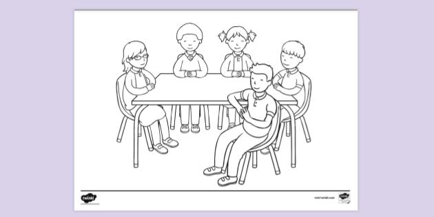 FREE! - People Sitting Colouring Sheet (teacher made)