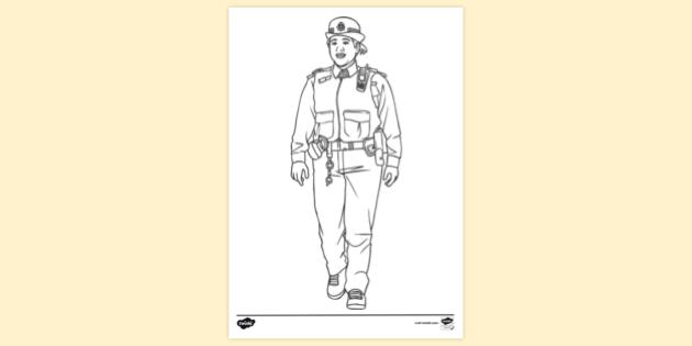 Police Office Colouring Sheet