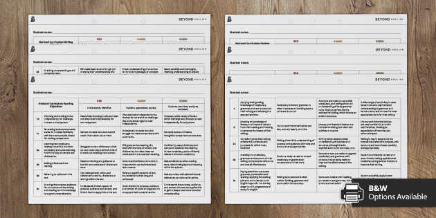 Assessing Pupil Progress English KS3 | RAG Sheet | Beyond