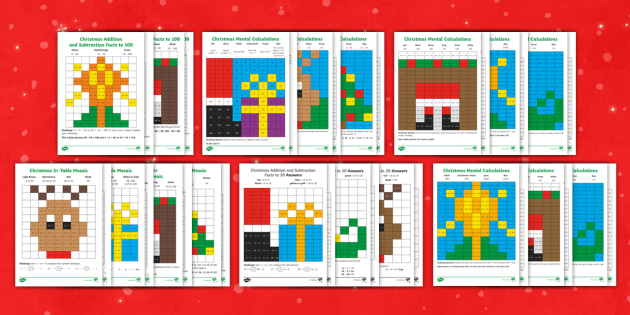 Ultimate Christmas Maths Mosaic Activity Pack (teacher made)