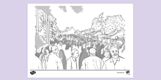 Stalls at the Fair Colouring Sheet | Colouring Sheets