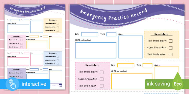 Emergency Practice Record | Twinkl Busy Bees (teacher made)