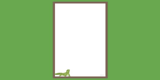 Simple Blank Tuatara Lizard Page Border | Page Borders