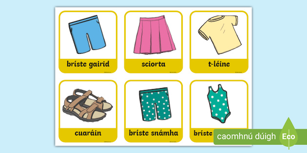 Summer Clothes Picture Cards Gaeilge (Teacher-Made)