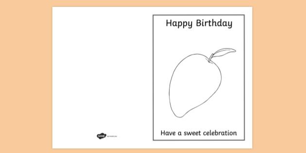 FREE! - Mango-Themed Birthday Card Colouring | Printable Resource